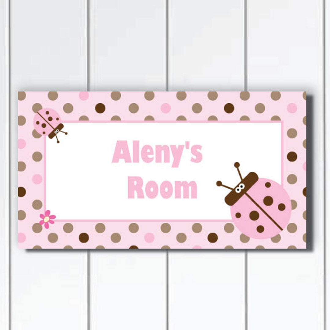 Personalized Pink Lady Bug Nursery Door Sign Plaque - Etsy