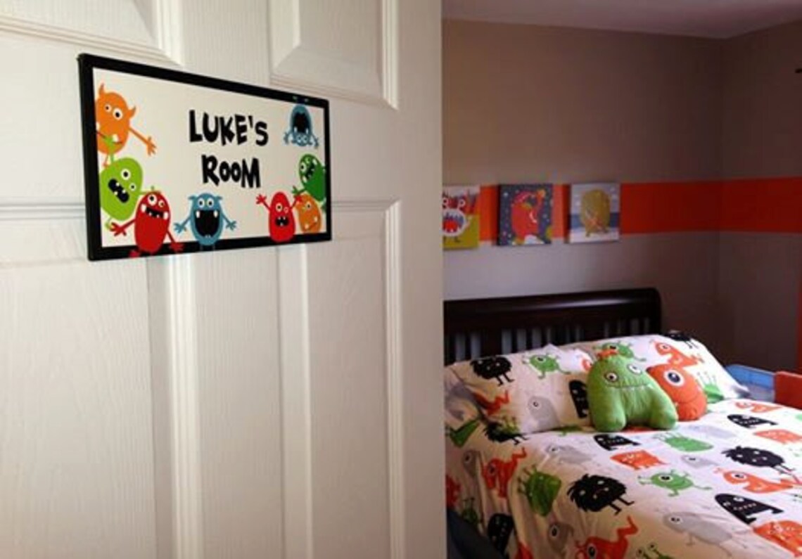 Personalized Kids Door Sign Cute and Fun Colorful Monsters - Etsy