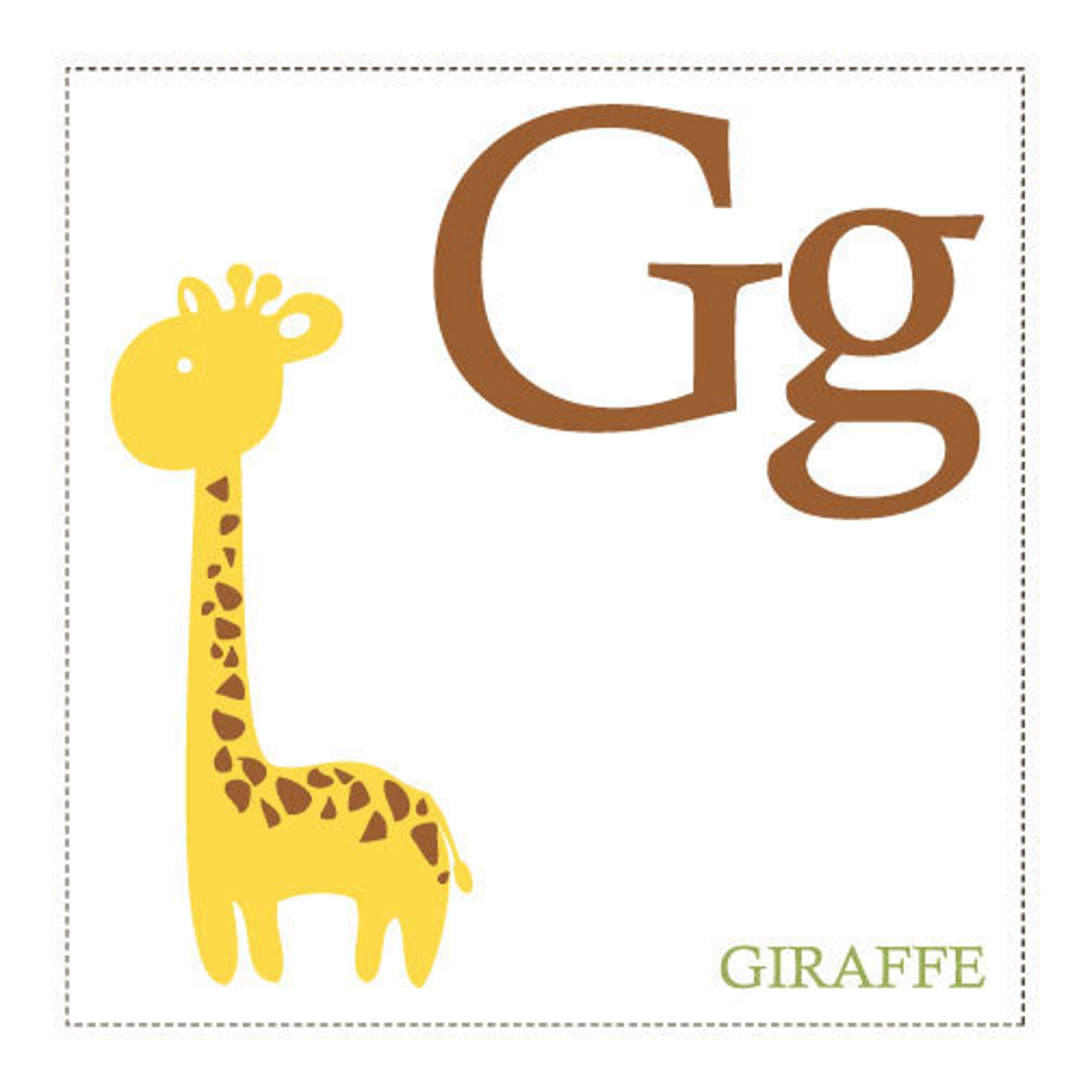 G is for Girrafe Alphabet Print - Etsy