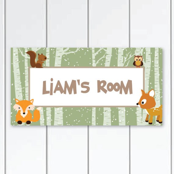 Woodland DOOR SIGN woodland nursery art Baby Boy Nursery | Etsy