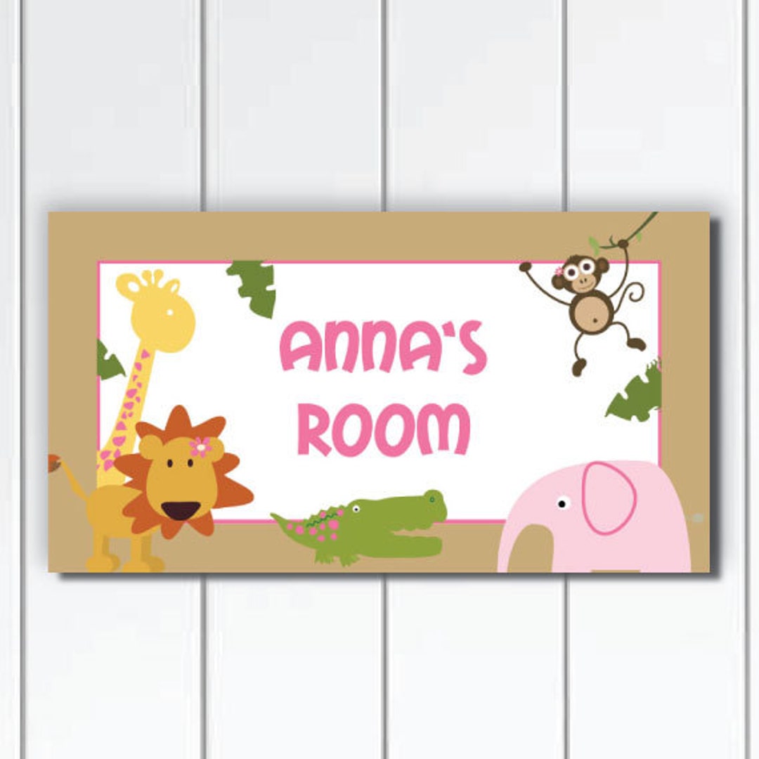 Jungle Safari Animals DOOR SIGN With Lion, Alligator, Giraffe and ...