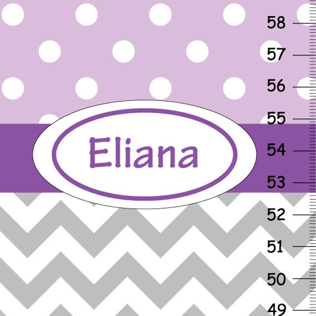 Personalized Chevron Growth Chart Purple and Grey Polka Dot Canvas ...