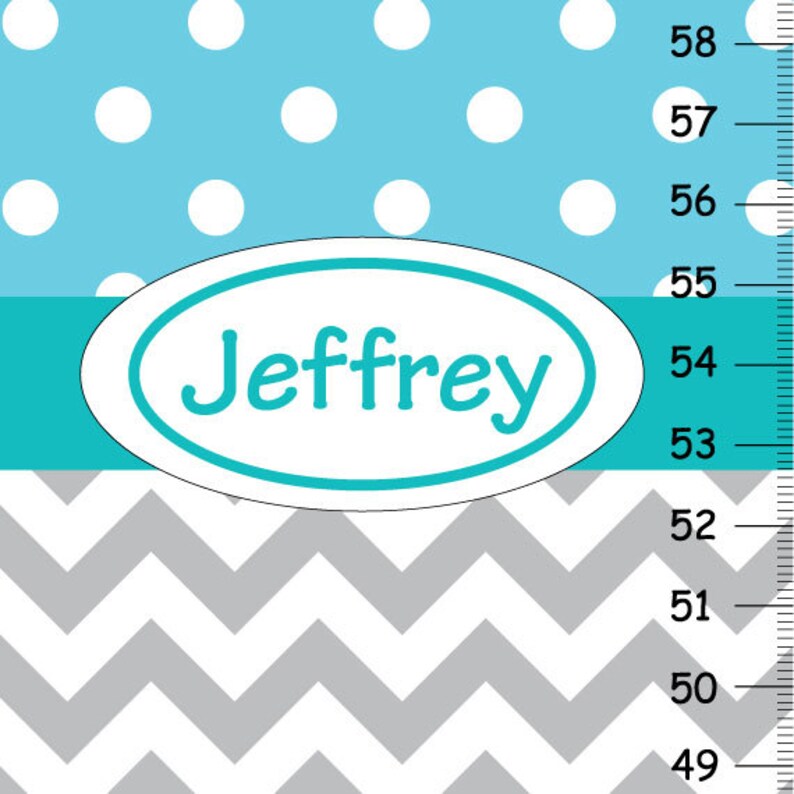 Canvas Growth Chart Turquoise Polka Dots Personalized Nursery Art - Etsy