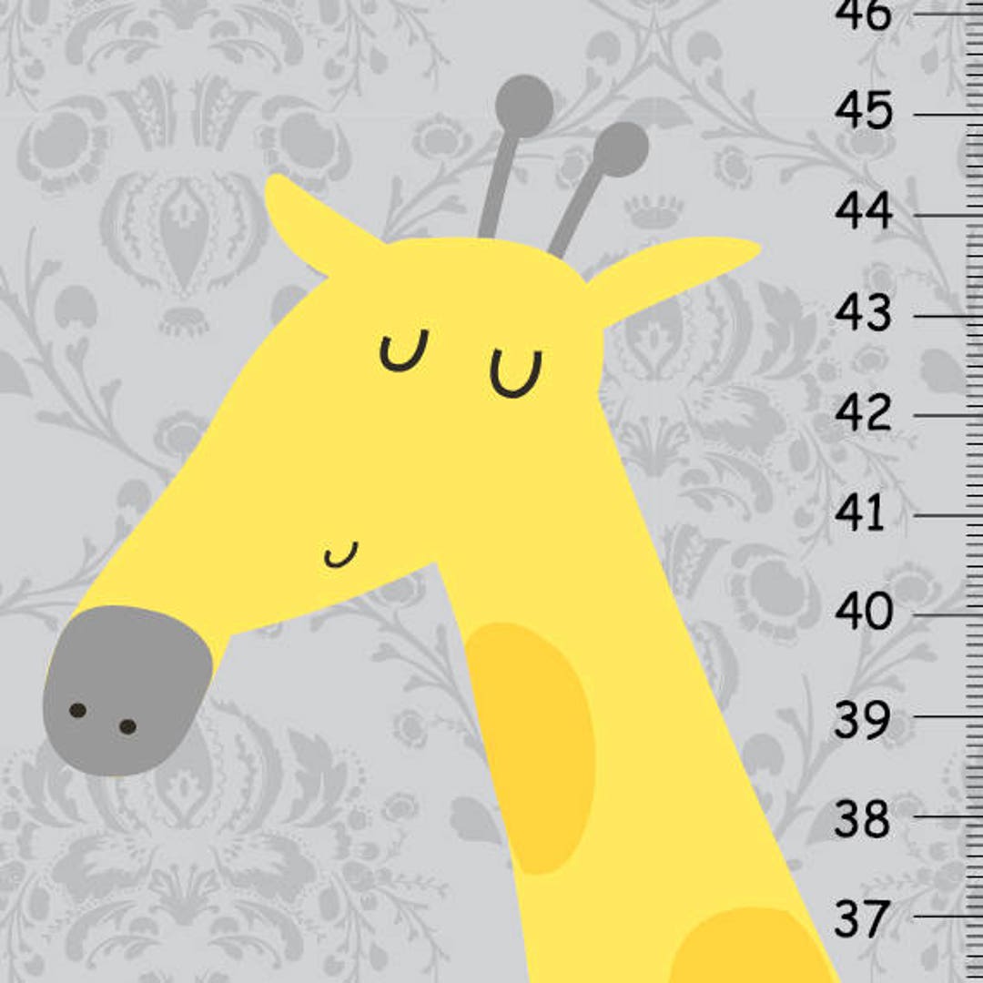 Personalized Giraffe Growth Chart Yellow and Grey , Giraffe Nursery ...