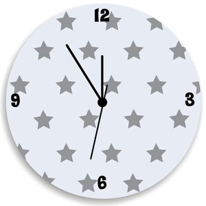Kids Bedroom Wall Clock, Stars Pattern Nursery Room Decor, Stars ...
