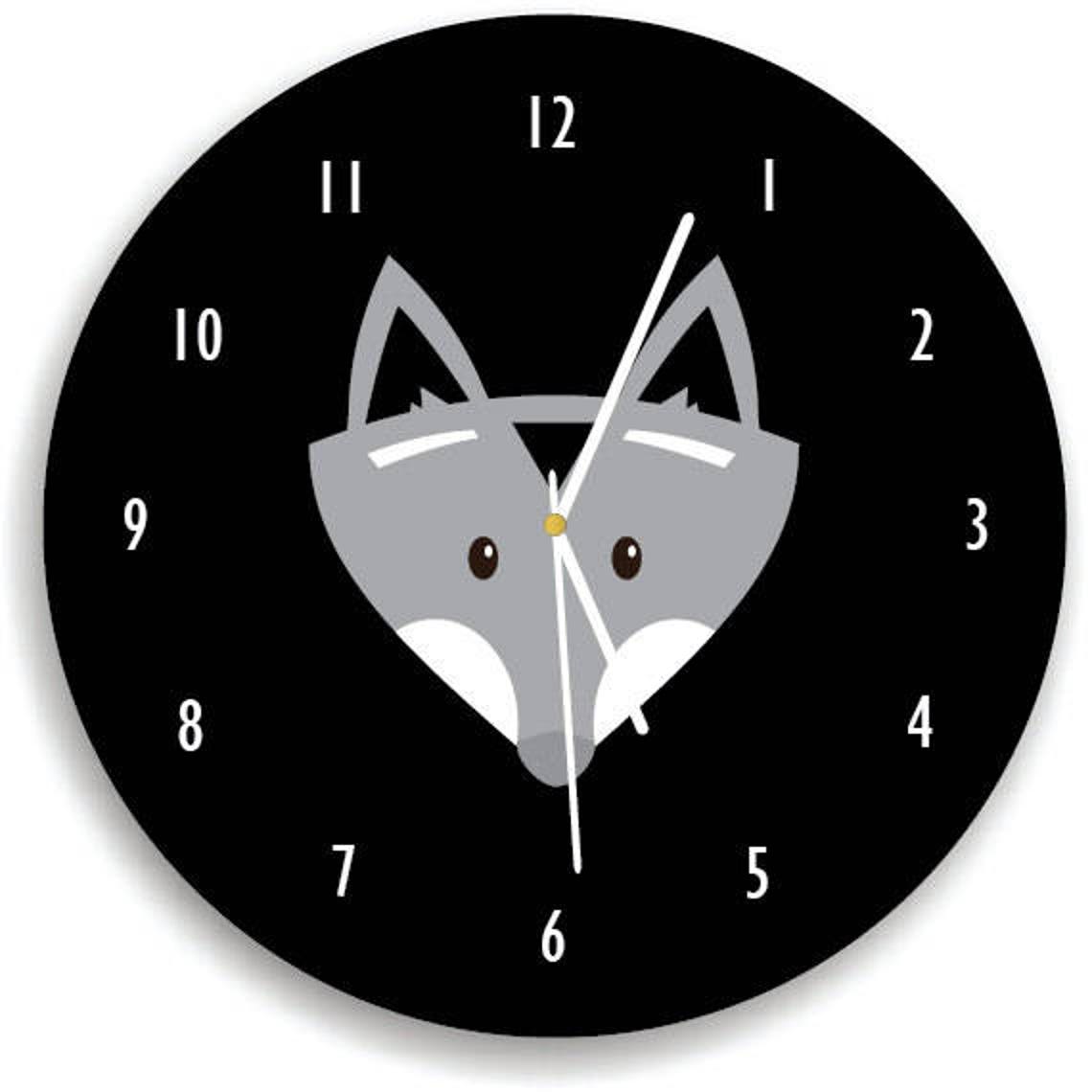 Fox Clock Woodland Wall Clock Child's Clock Black and - Etsy