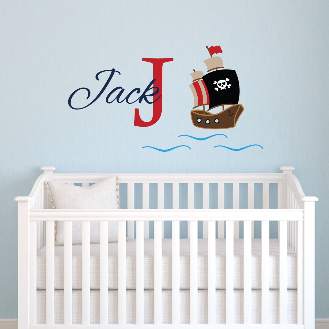 Personalized Pirates Ship Wall Decal for Boys, Pirate Name Nursery ...