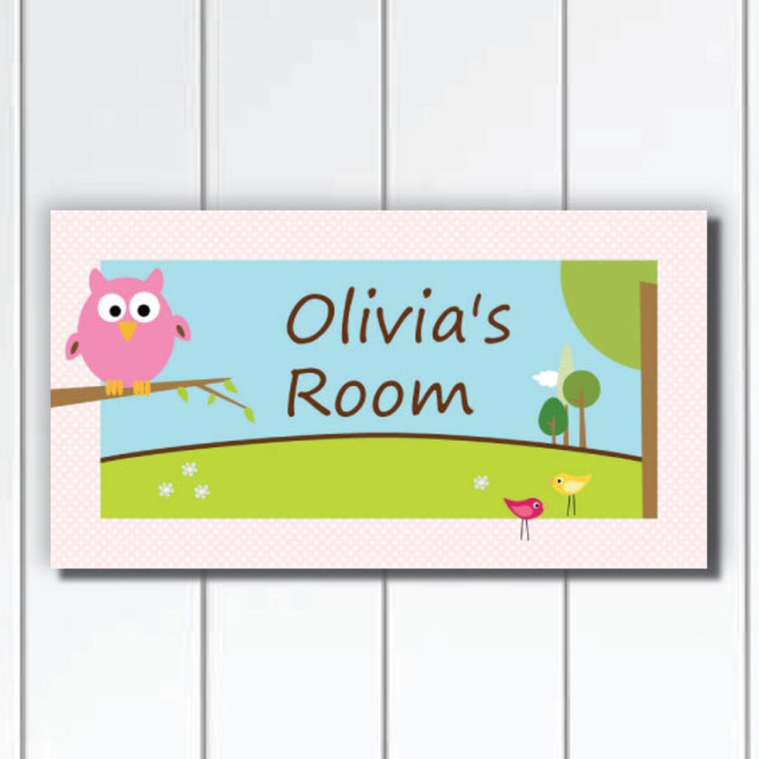 Personalized Girls Door Sign Plaque Pink Owl With Pink Frame - Etsy