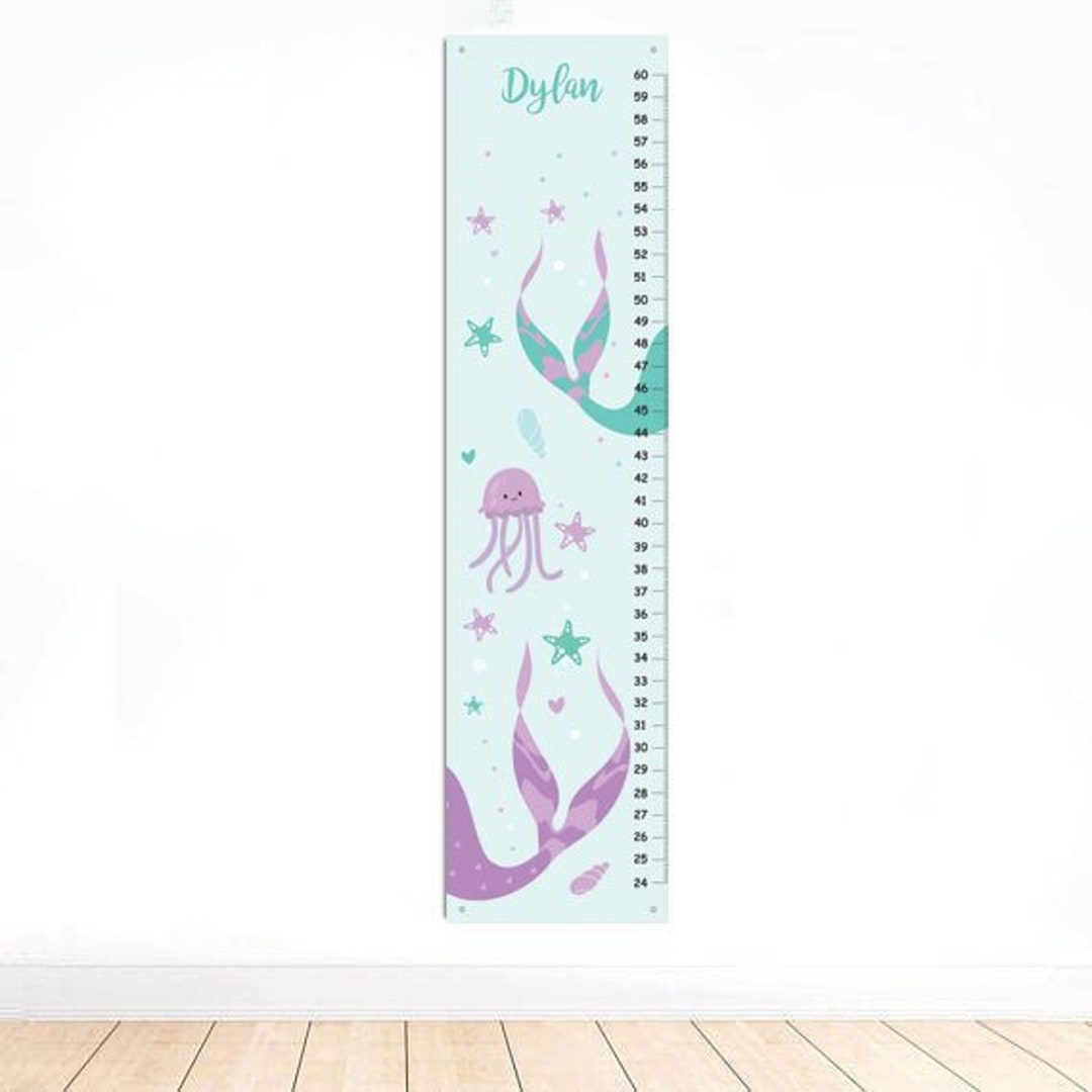 Mermaid Growth Chart, Teal Purple Mermaid Height Chart ,under the Sea ...