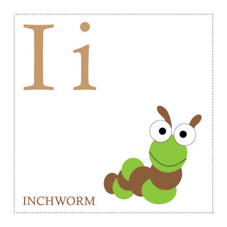 I is for Inchworm Alphabet Print - Etsy