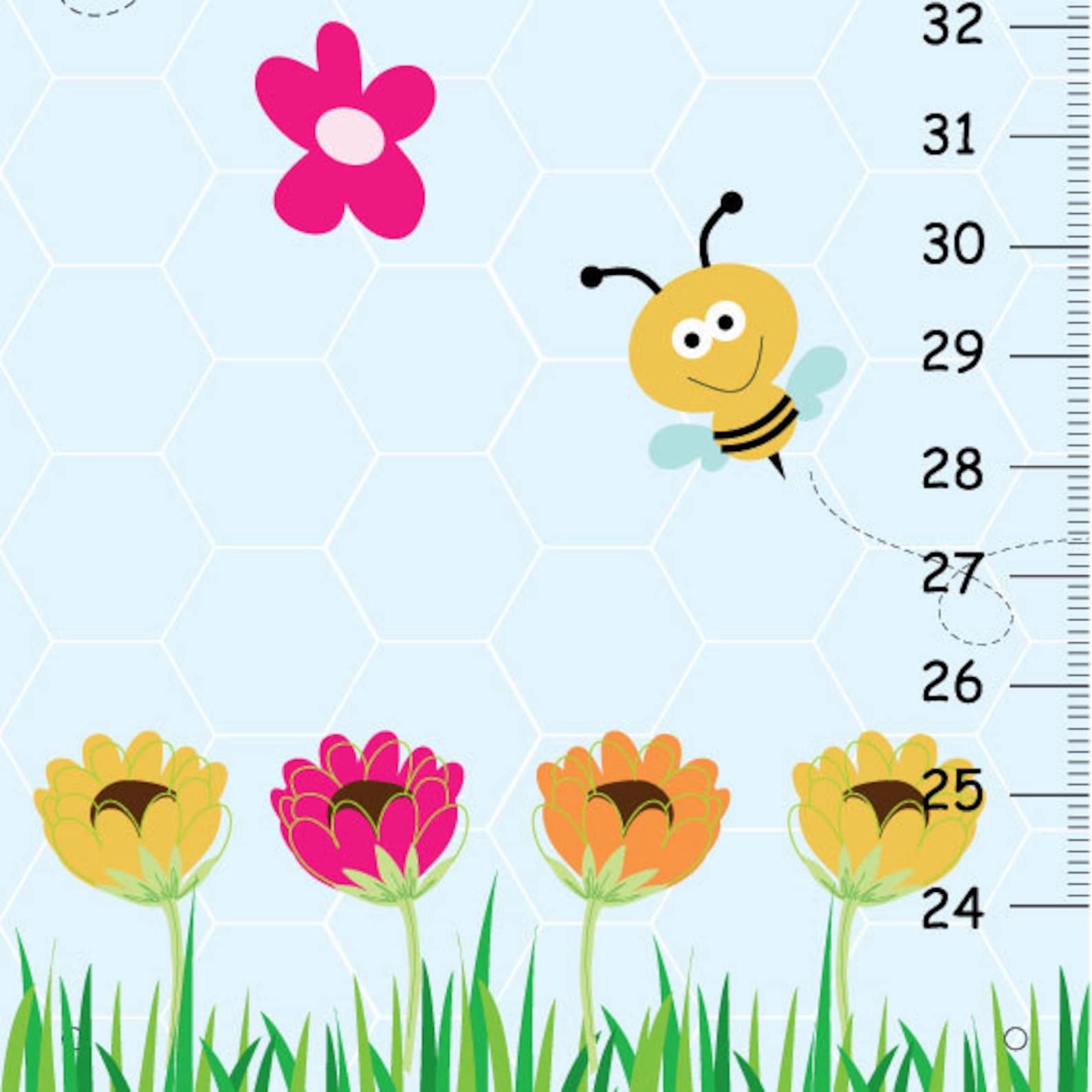 Bumble Bees and Flowers GROWTH CHART Bedroom Wall Art - Etsy