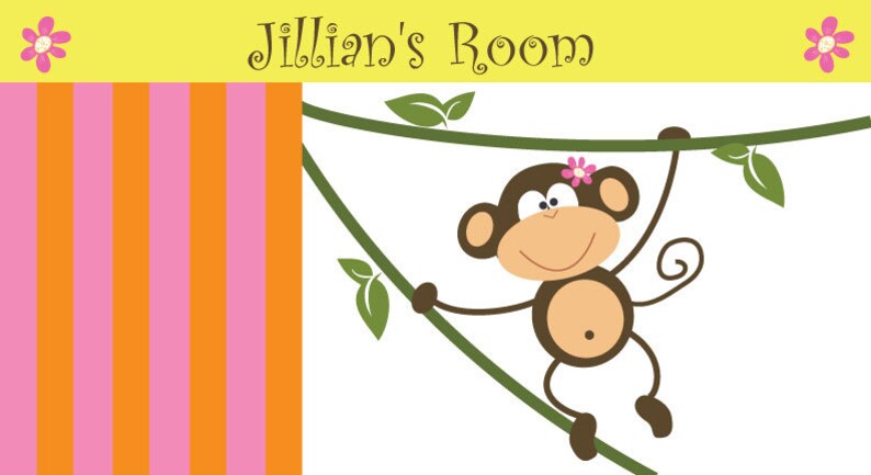 Personalized Door Sign Plaque Cute Monkey on Tree Wall Art | Etsy