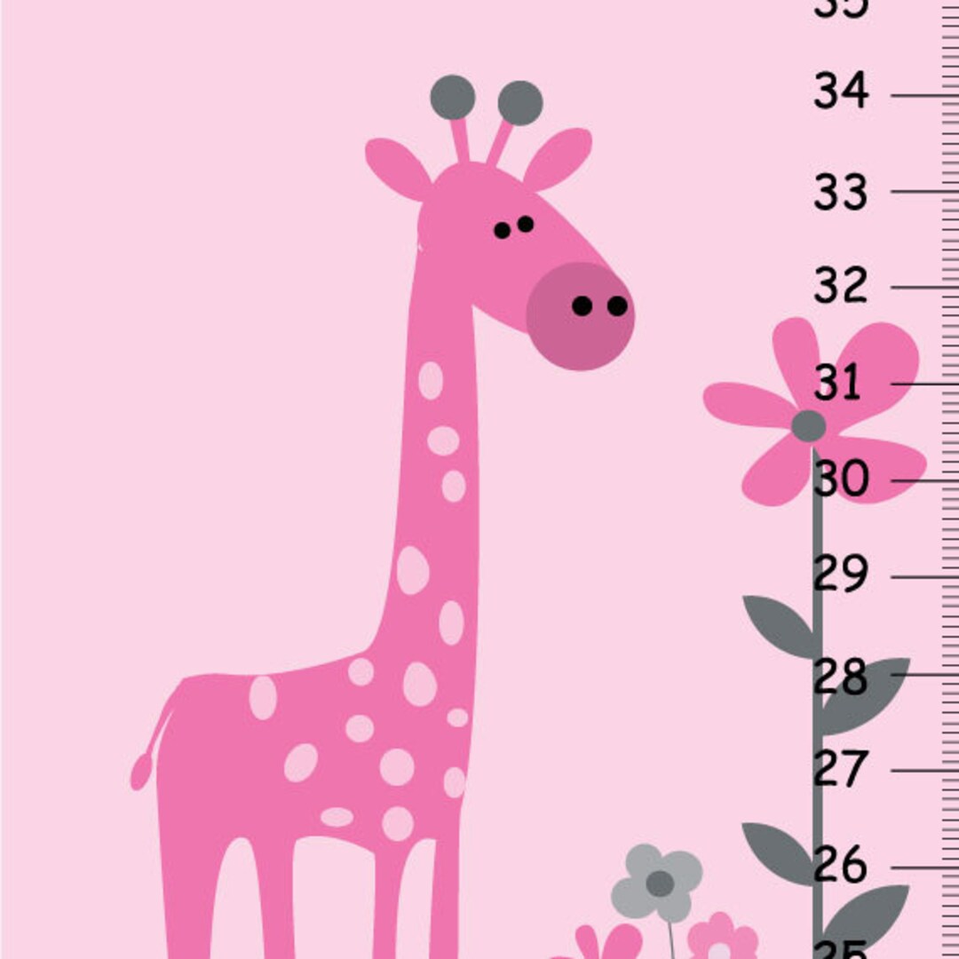 Giraffe Growth Chart Pink and Hot Pink - Etsy