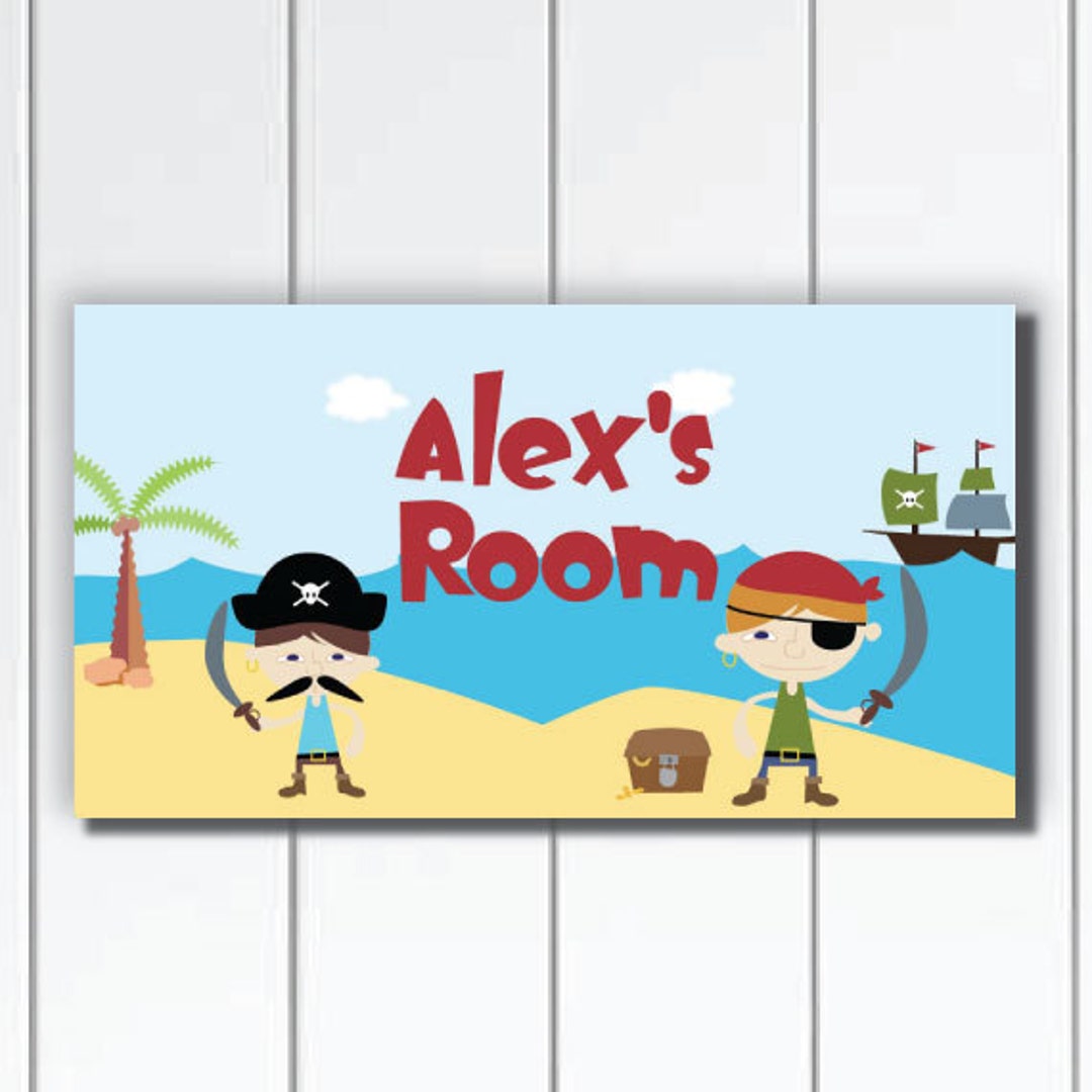 Personalized Boys Nursery Pirates With Treasure Door Sign Plaque - Etsy