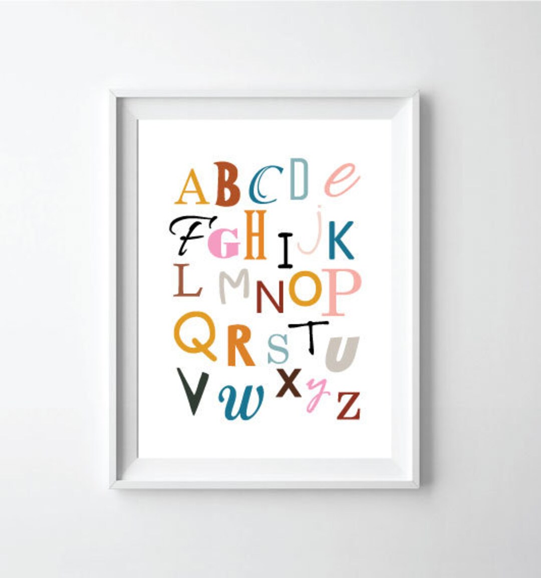Rainbow Alphabet Poster, ABC Poster, Prints, Mustard Nursery Decor ...