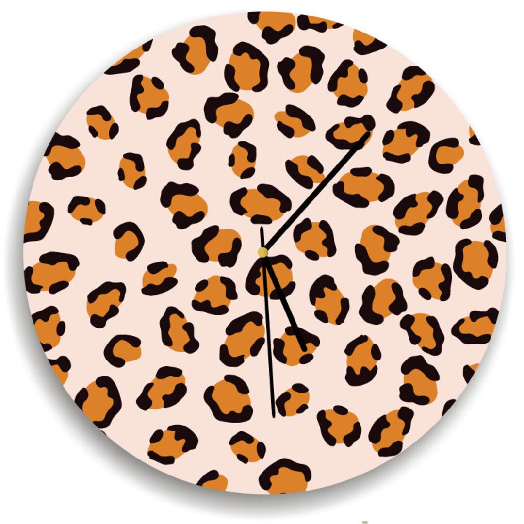 Leopard Print Wall Clock, Girl's Wall Clock With Leopard Print, Leopard ...