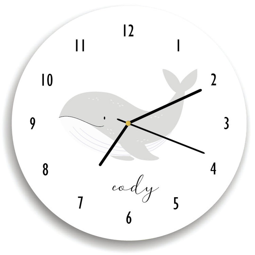 Whale Wall Clock, Whale Sea Themed Personalized Bedroom Clock, Kids ...