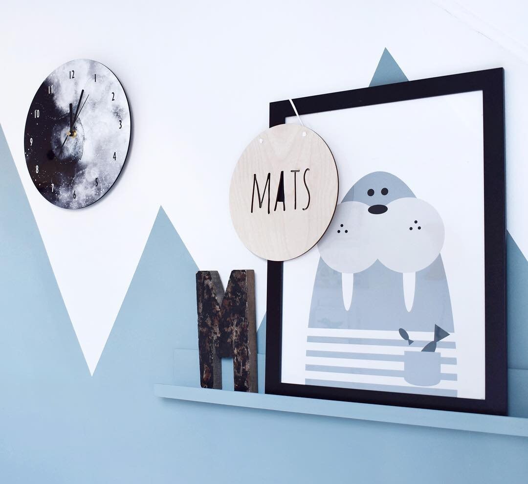 Moon Wall Clock, Full Moon Wall Clock, Moon Art, Watercolor Moon Clock ...