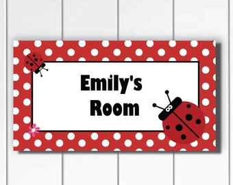 Personalized Pink Lady Bug Nursery Door Sign Plaque | Etsy