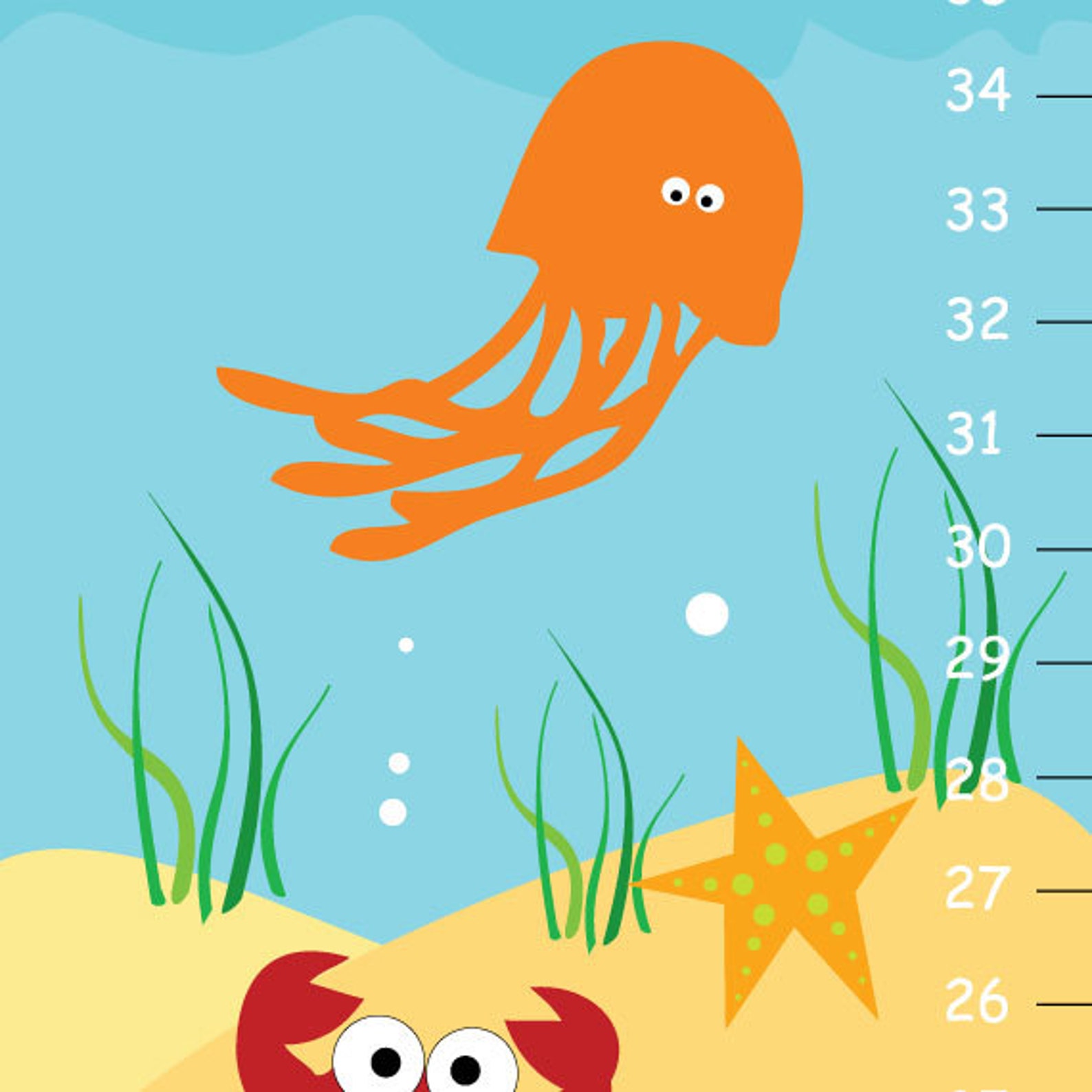 Personalized Ocean Sea Life Growth Chart - Etsy