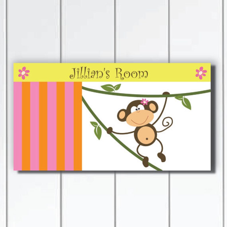Personalized Door Sign Plaque Cute Monkey on Tree Wall Art Decor - Etsy