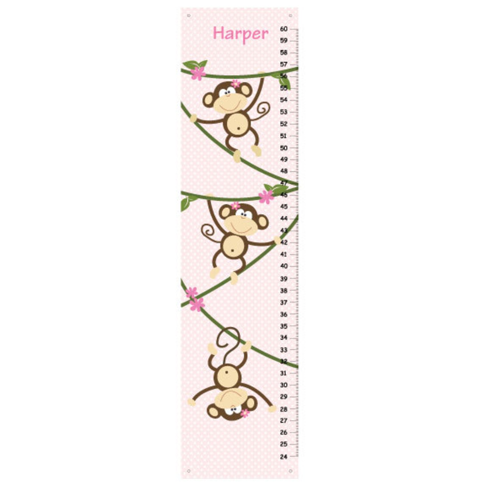 Girl Monkey Canvas Growth Chart | Etsy