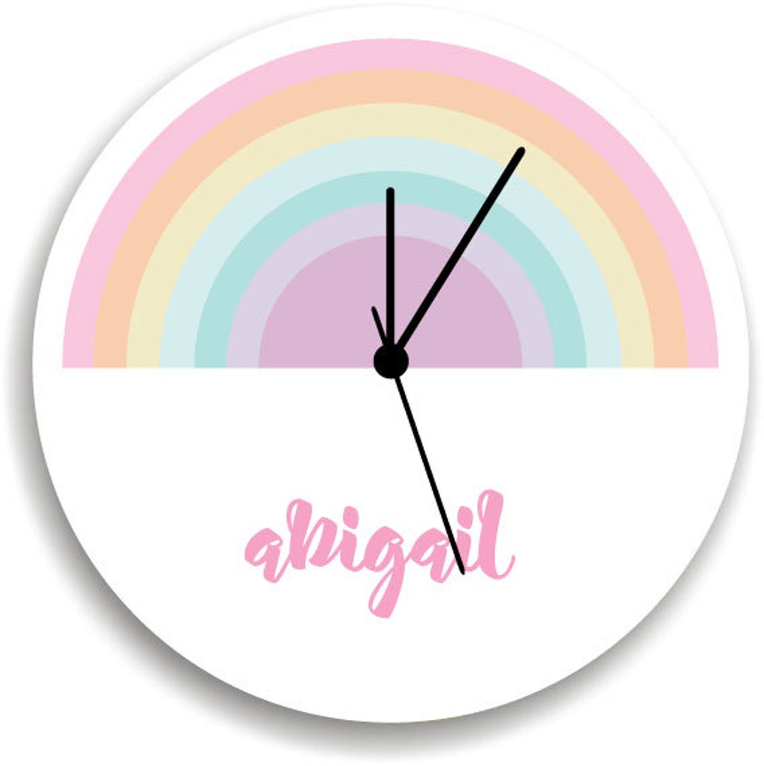 Rainbow WALL CLOCK Pastel Colors, Pastel Nursery Decor, Kids Room Decor ...
