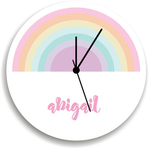 Rainbow WALL CLOCK Pastel Colors Pastel Nursery Decor Kids | Etsy