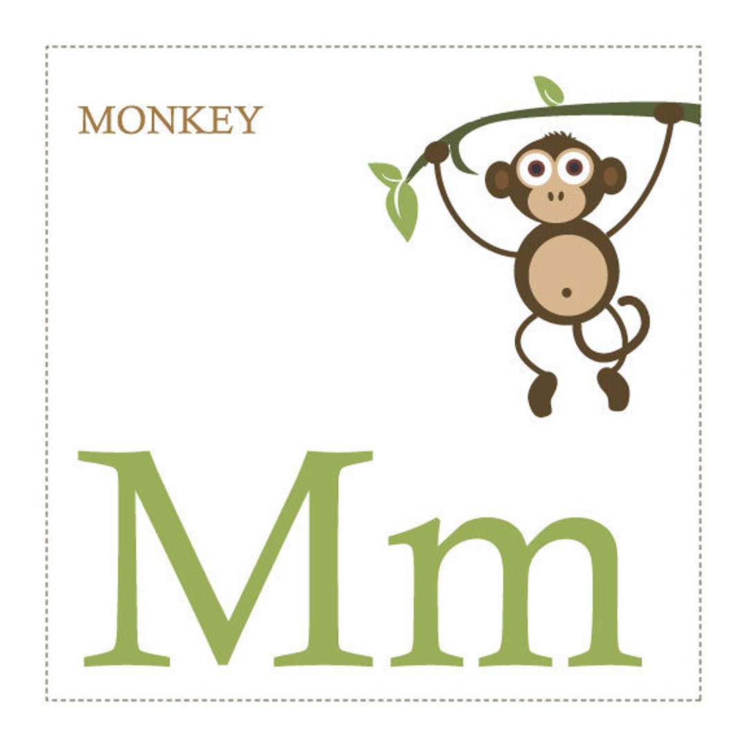 M is for Monkey - Alphabet Print - Etsy