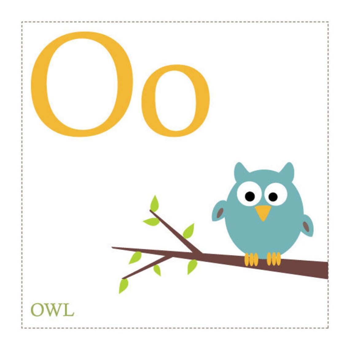 O is for Owl Alphabet Print | Etsy
