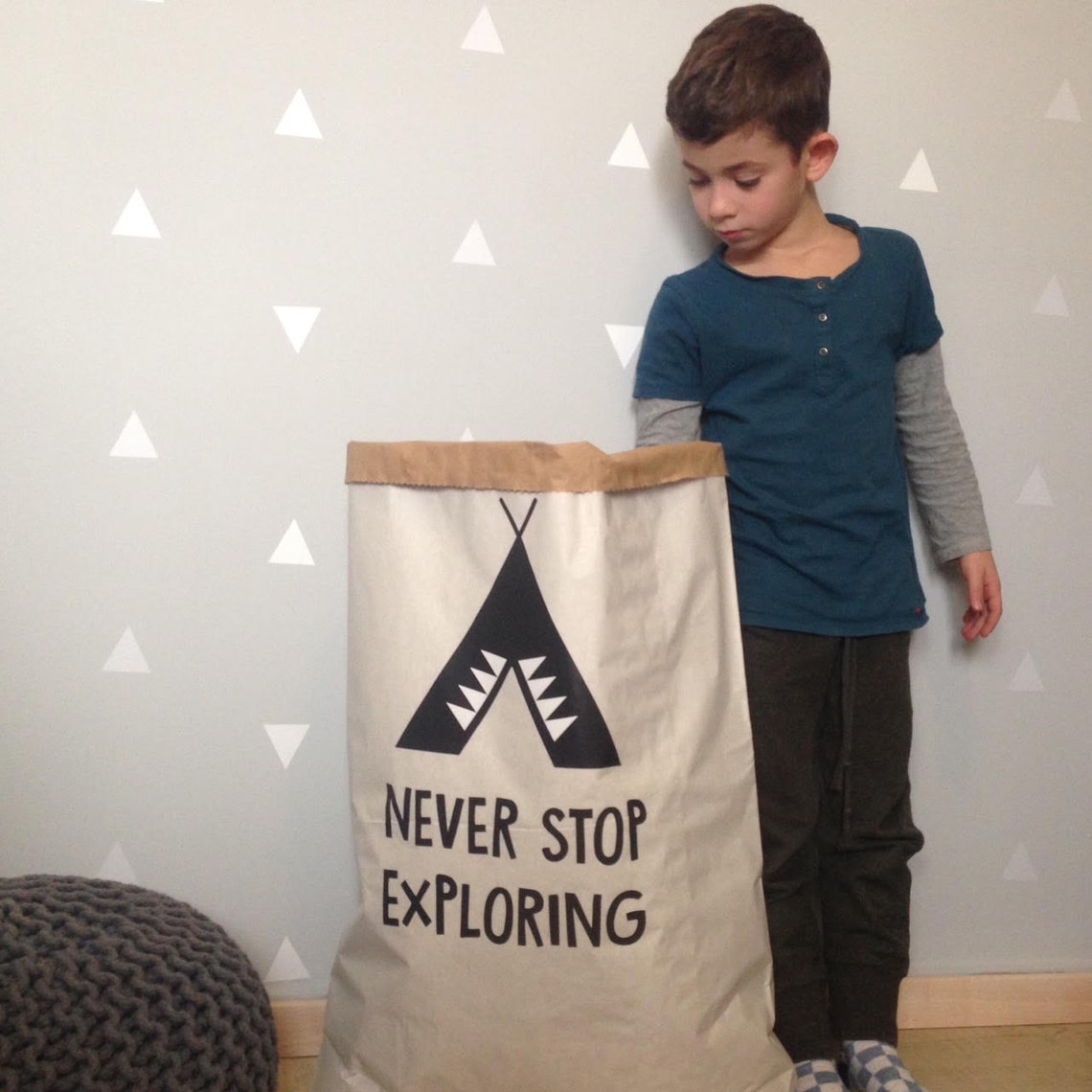 Tee Pee Paper Bag Toy Storage - Never Stop Exploring - Etsy