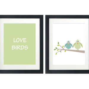 Nursery Decor Children Room Art - Love Birds - Set of 2 - Etsy