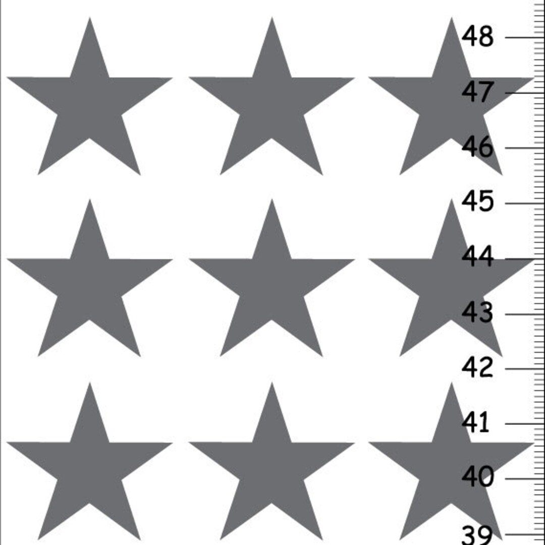 Personalized Height Chart With Big Silver Stars, Custom Kids Wall Decor ...