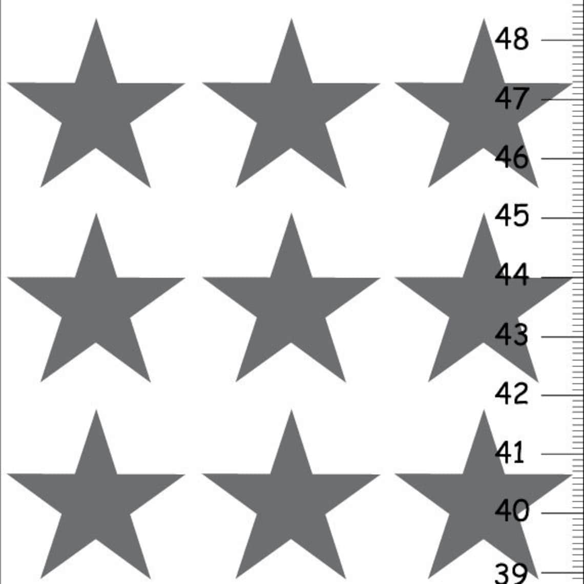 Personalized Height Chart With Big Silver Stars, Custom Kids Wall Decor ...
