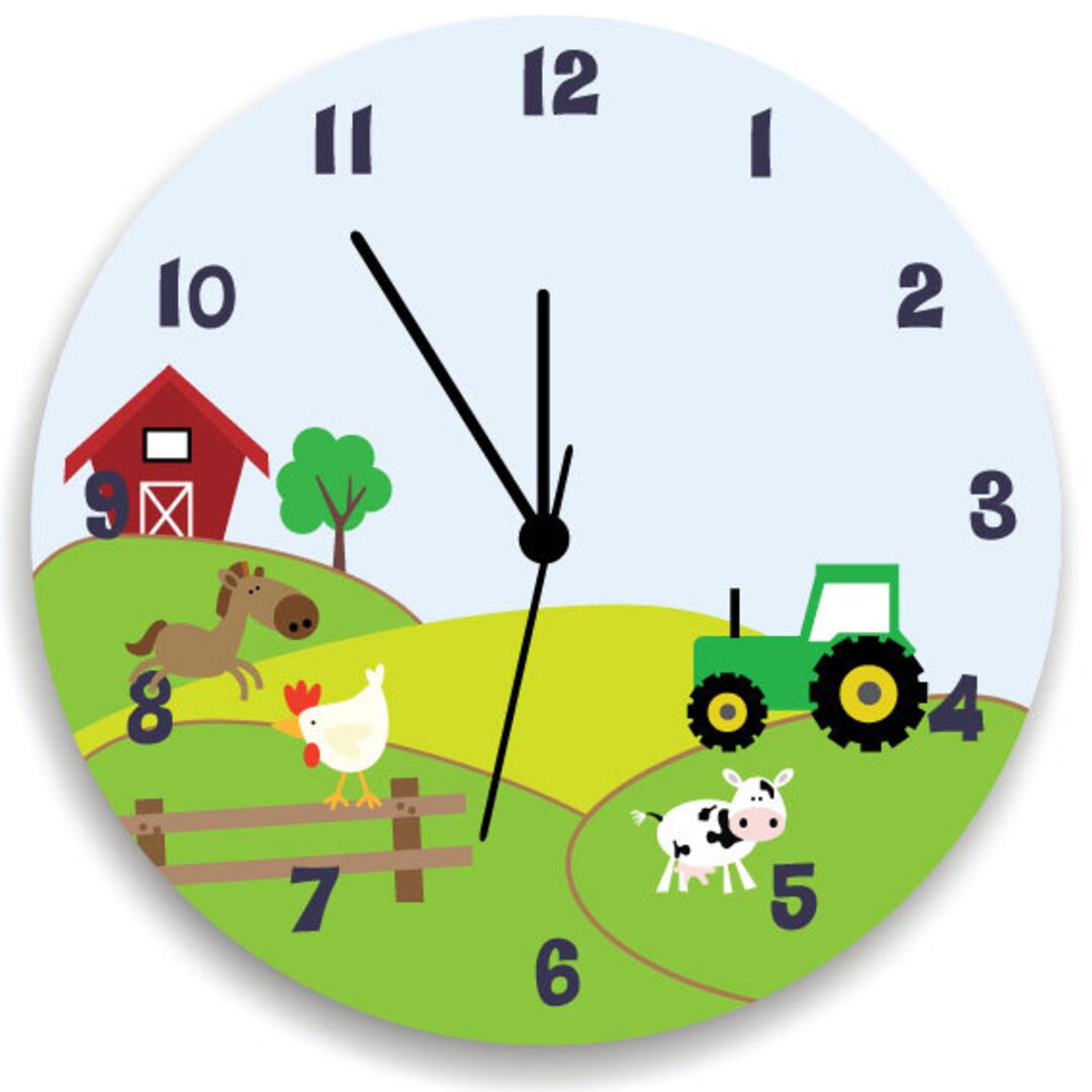 Boys Bedroom Clock, Life in Farm, Nursery Wall Hanging - Etsy