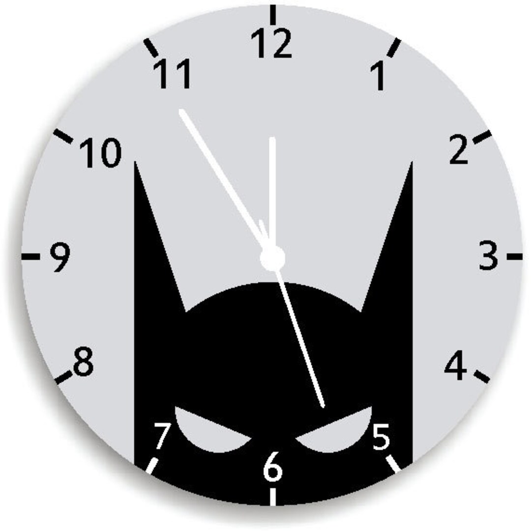 Bat Wall Clock, Nursery Room Decor, Black and White Superhero WALL ...