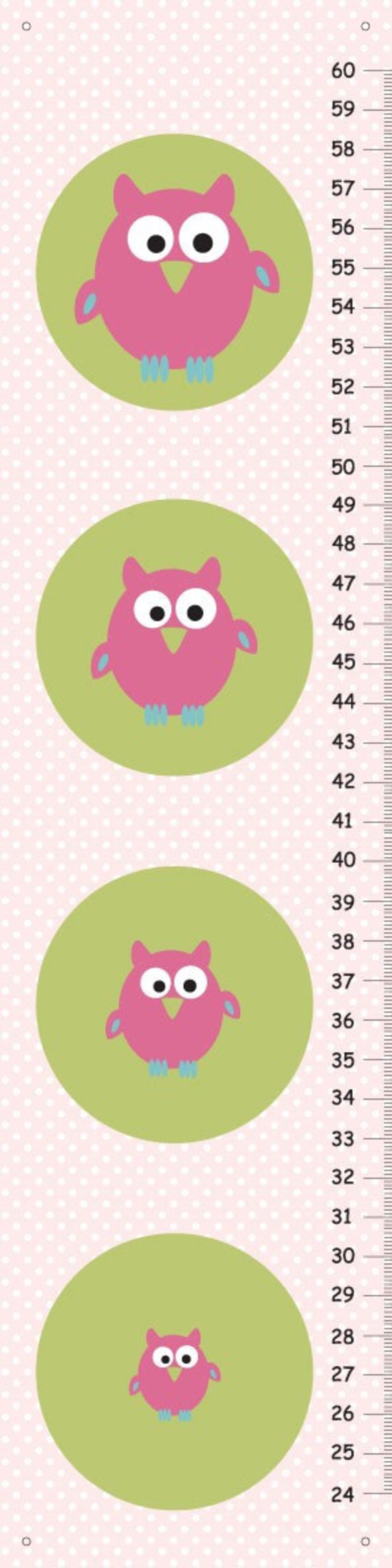 Personalized Pink Owls Growth Chart for Girls - Etsy