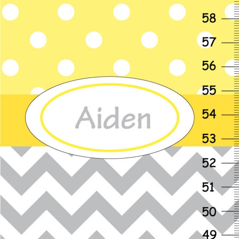 Chevron Growth Chart Yellow and Gray Polka Dot Canvas | Etsy