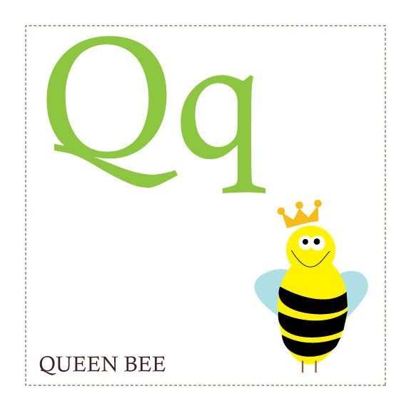 Q is for Queen Bee Alphabet Print | Etsy