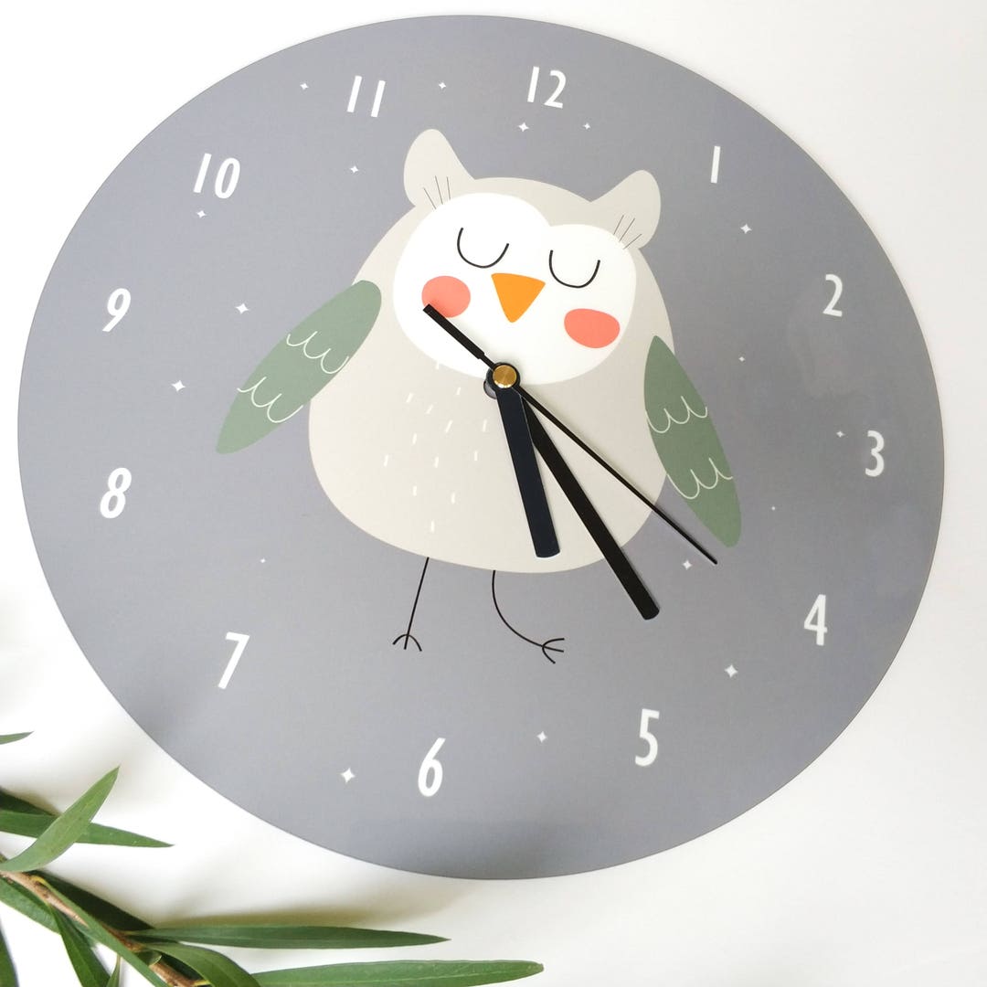 Girls Bedroom Pink Wall Clock, Owls on Tree, Nursery Room Decor - Etsy