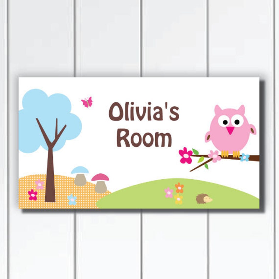 Personalized Girls Door Sign Plaque Pink Owl on Tree - Etsy