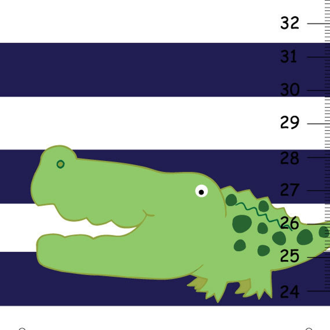 Chevron GROWTH CHART Blue and Green Alligator Boys Bedroom - Etsy