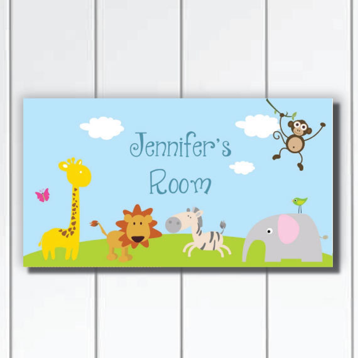 Personalized Kids Door Sign Plaque Cute and Fun Jungle - Etsy