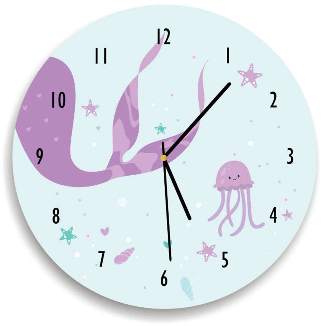 Mermaid Tail Wall Clock, Children Room Decor Mermaid WALL CLOCK for ...