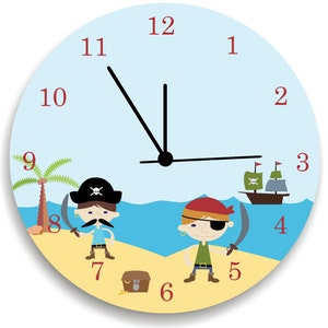 Pirates Kids Wall Clock, Kids Pirates Clock, Baby Pirates Clock ...