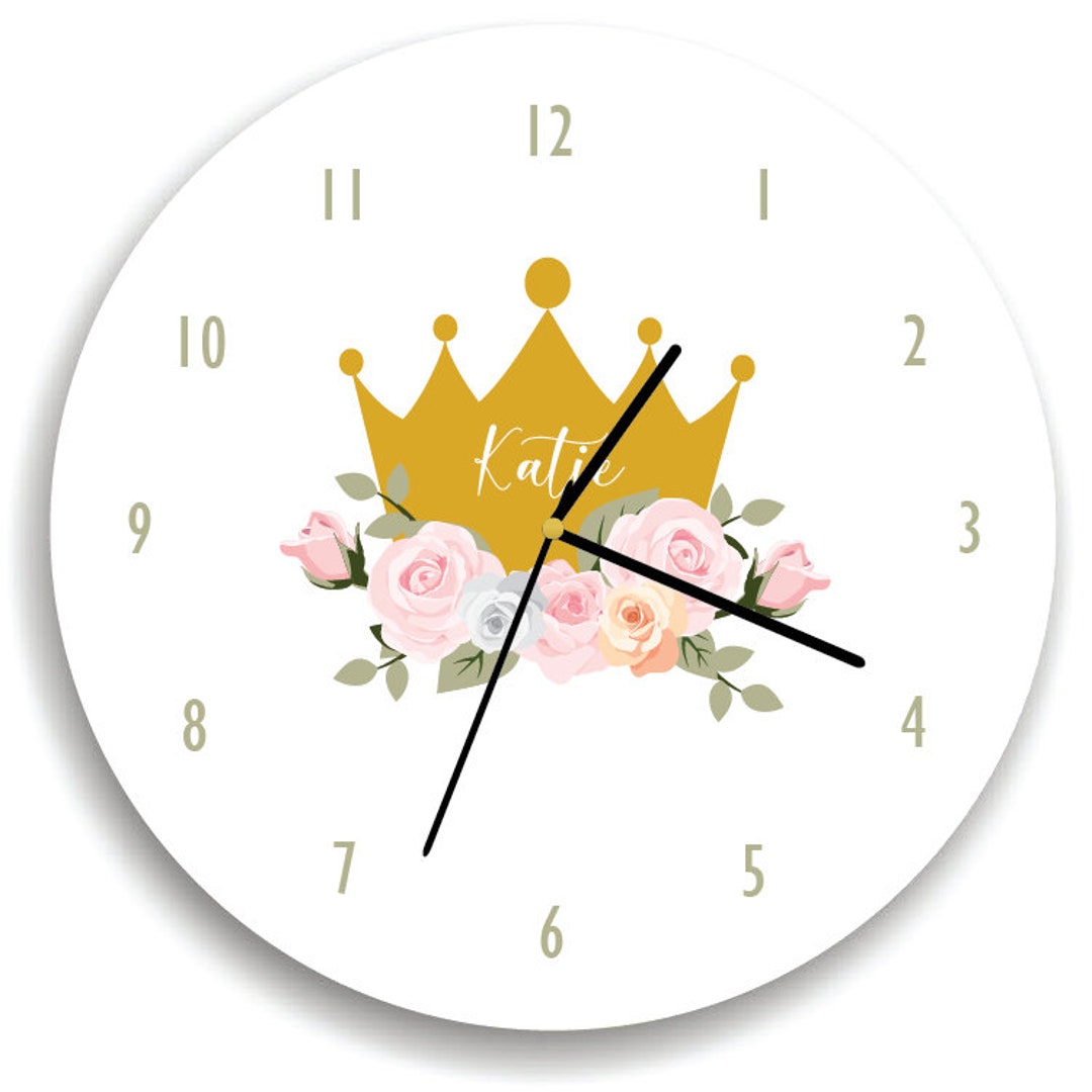 Princess Girls Wall Clock, Crown Kid's Clock , Crown Wall Clock Classic ...