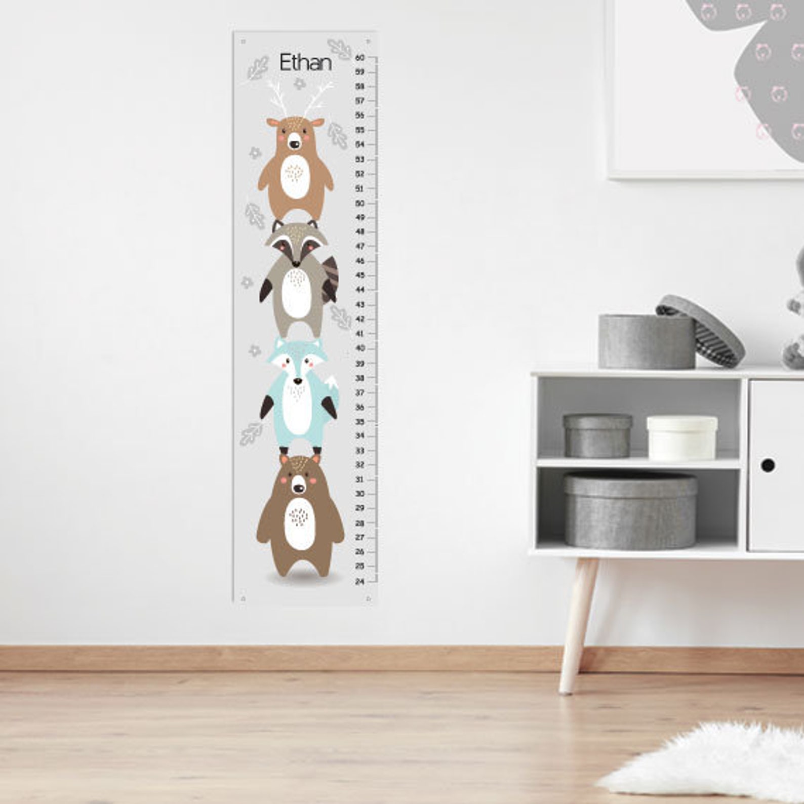 Woodland Growth Chart, Forest Friends Height Chart ,personalized Growth ...