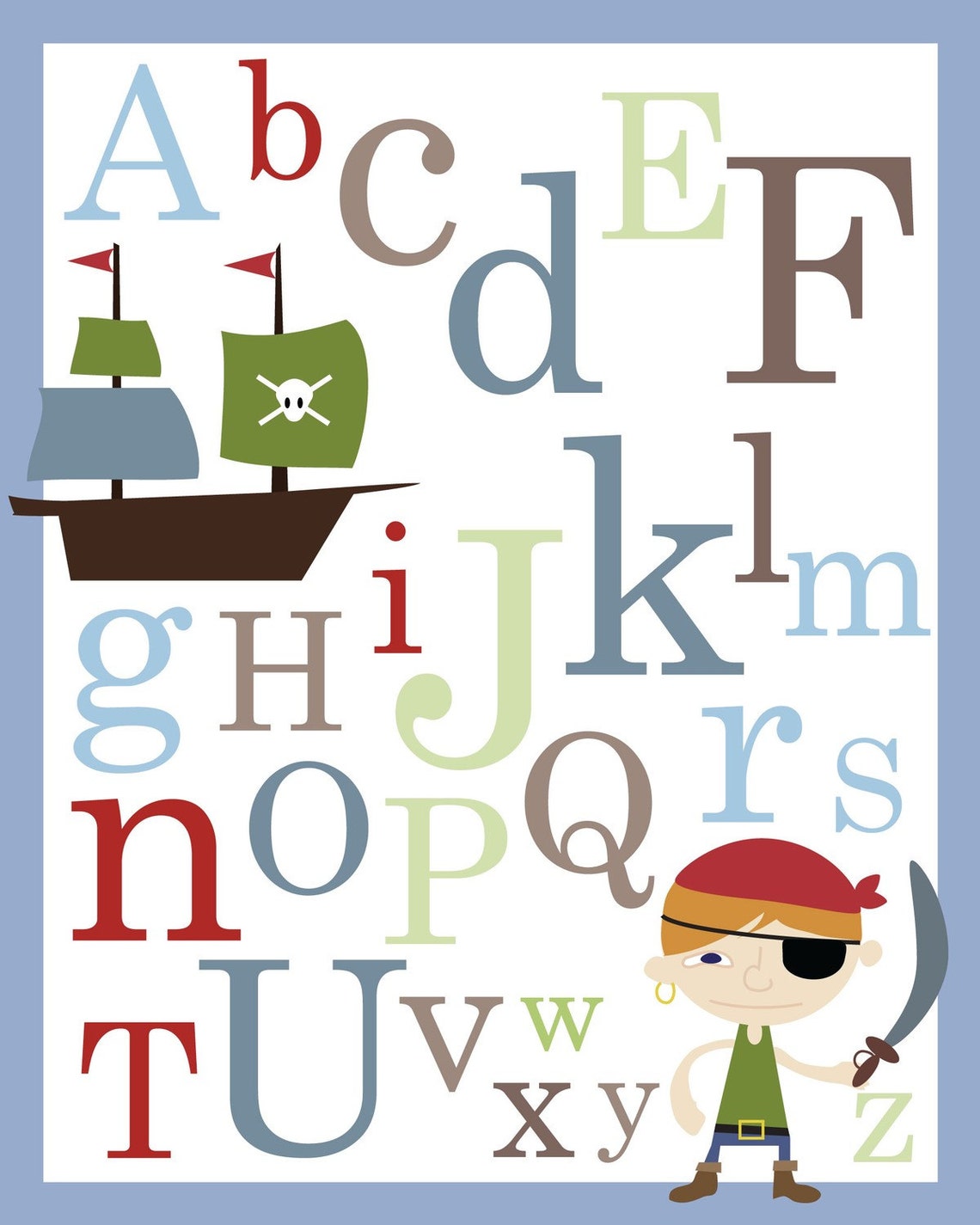 Pirate ABC Alphabet Poster Print 11 X 14 Inches Baby Nursery - Etsy