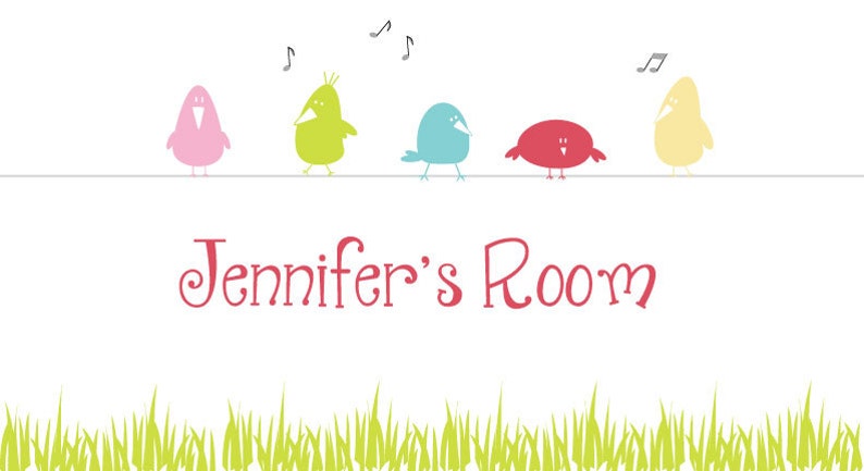 Personalized Cute Birdies Singing DOOR SIGN- Girls Birds Themed Bedroom ...