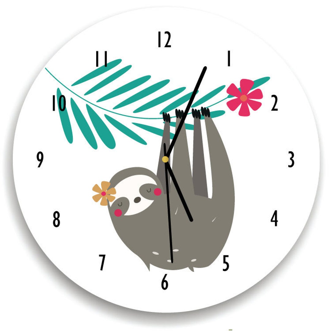 Sloth Wall Clock, Sloth Clock, Sloth Nursery Room Decor, Sloth Wall ...